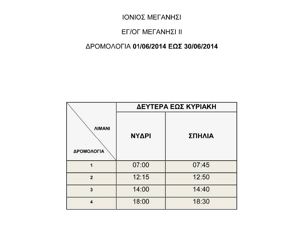 Νέα δρομολόγια F/B «ΜΕΓΑΝΗΣΙ ΙΙ» - Meganisi Times